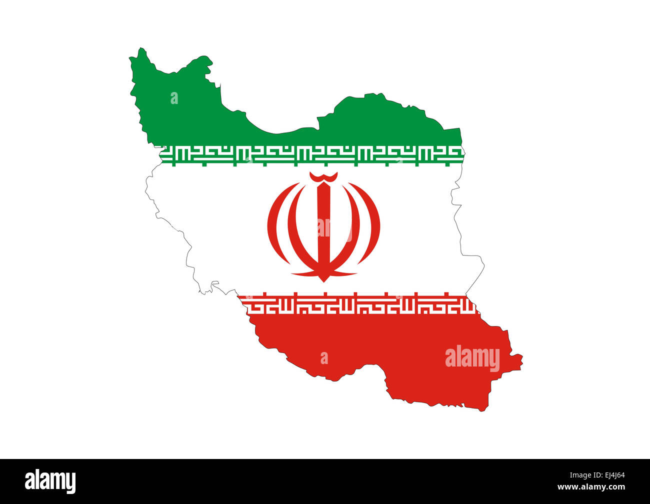 Iran paese bandiera mappa forma illustrazione del simbolo Foto stock ...