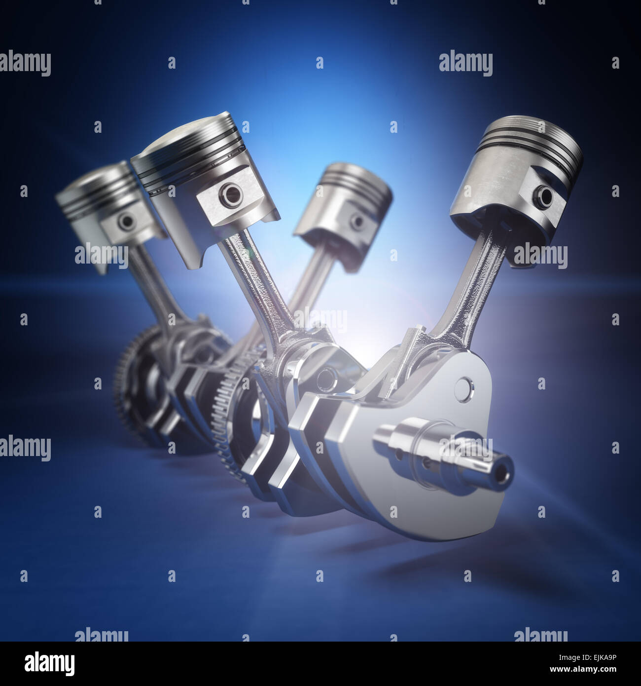 Motore V4 pistoni e cog su sfondo nero. 3d Foto stock - Alamy