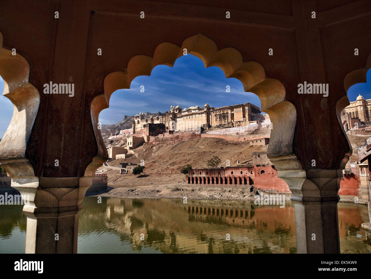 India Rajasthan, Jaipur, vista la Forte Amber, tutto costruito in marmo ...