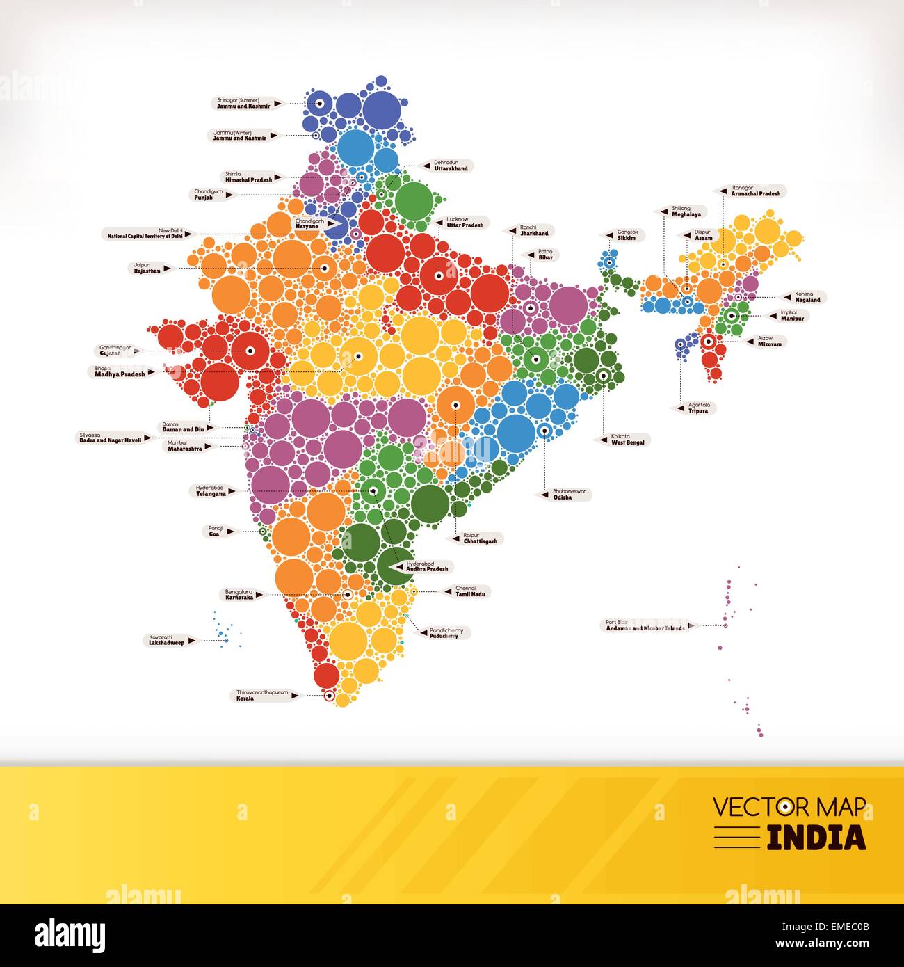 Mappa dello stato dell'india Immagini Vettoriali Stock - Alamy