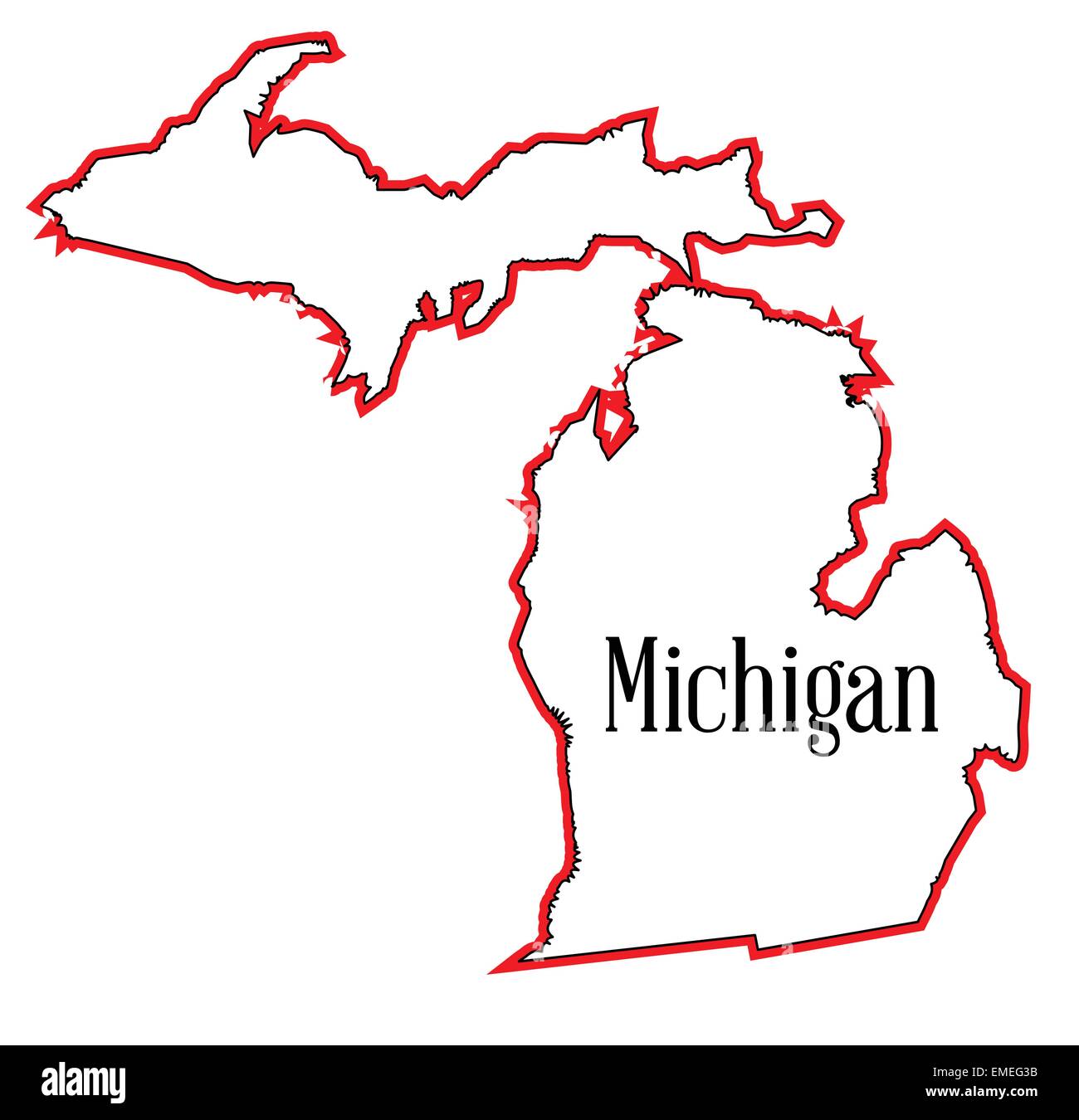 Michigan state map Immagini Vettoriali Stock - Alamy