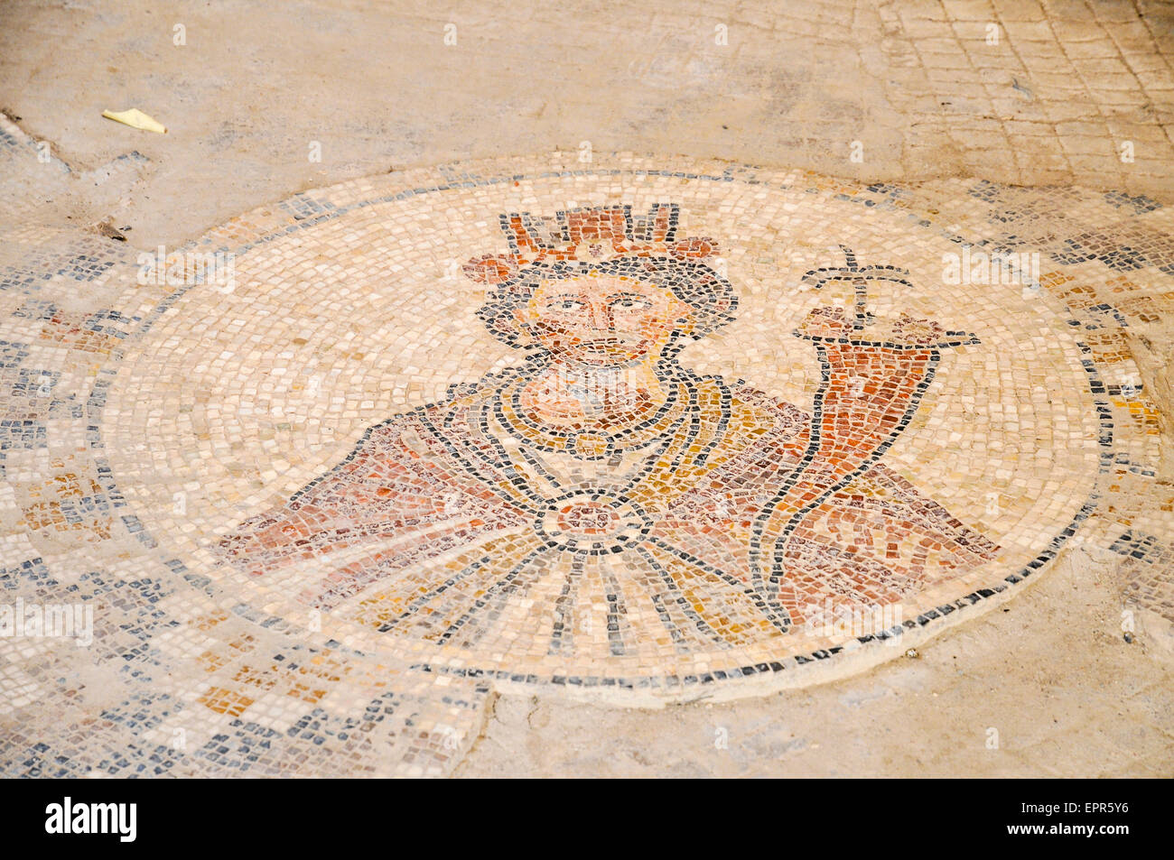 Israele, Bet Shean, il Sigma, un mosaico raffigurante Tyche, dea della ...