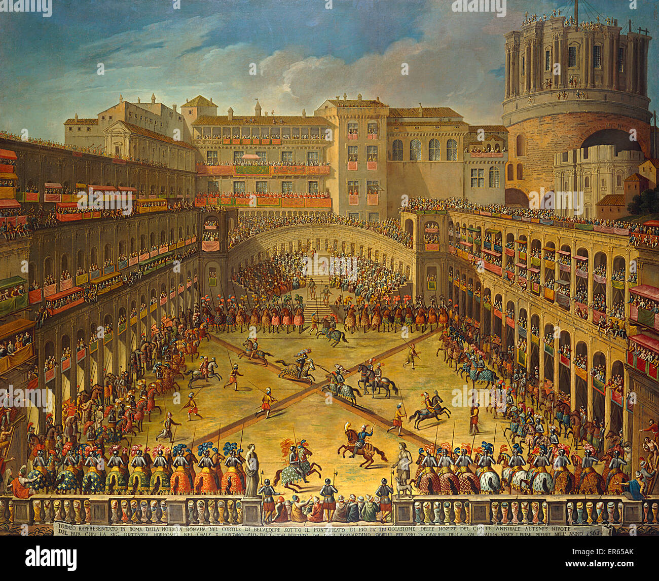 Torneo in Vaticano, Scuola Italiana. Un edificio del xviii secolo ...