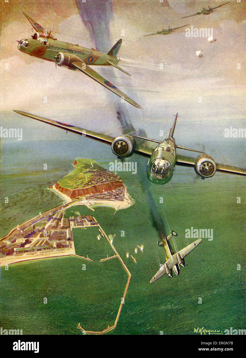 WW2 - British bombardieri Wellington distruggere un tedesco ME 110 ...