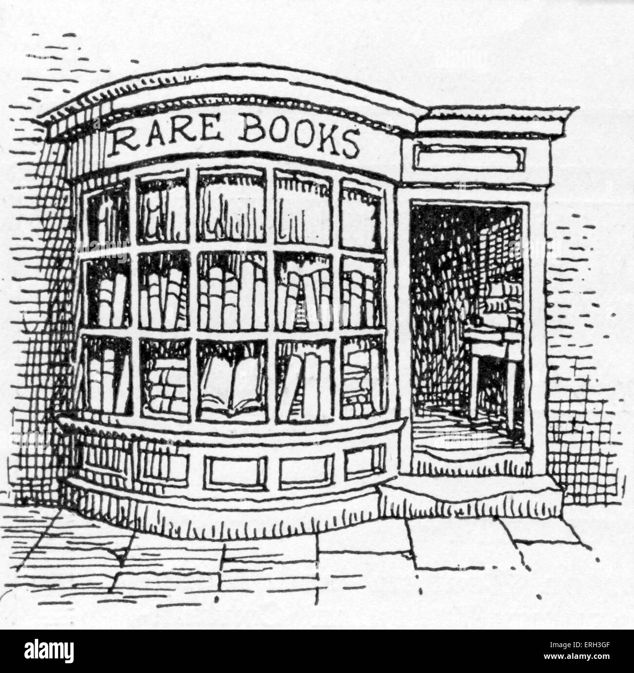 "Libri Rari' - Disegno di un bookshop (stile vecchio mondo Foto stock ...