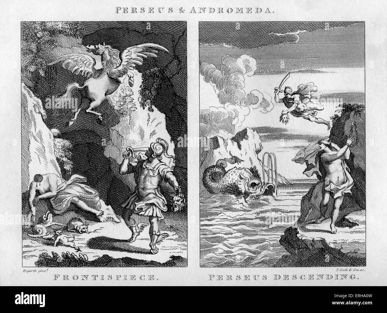 Perseo e Andromeda da William Hogarth, 1729. Incisi da T. Cook & Figli ...