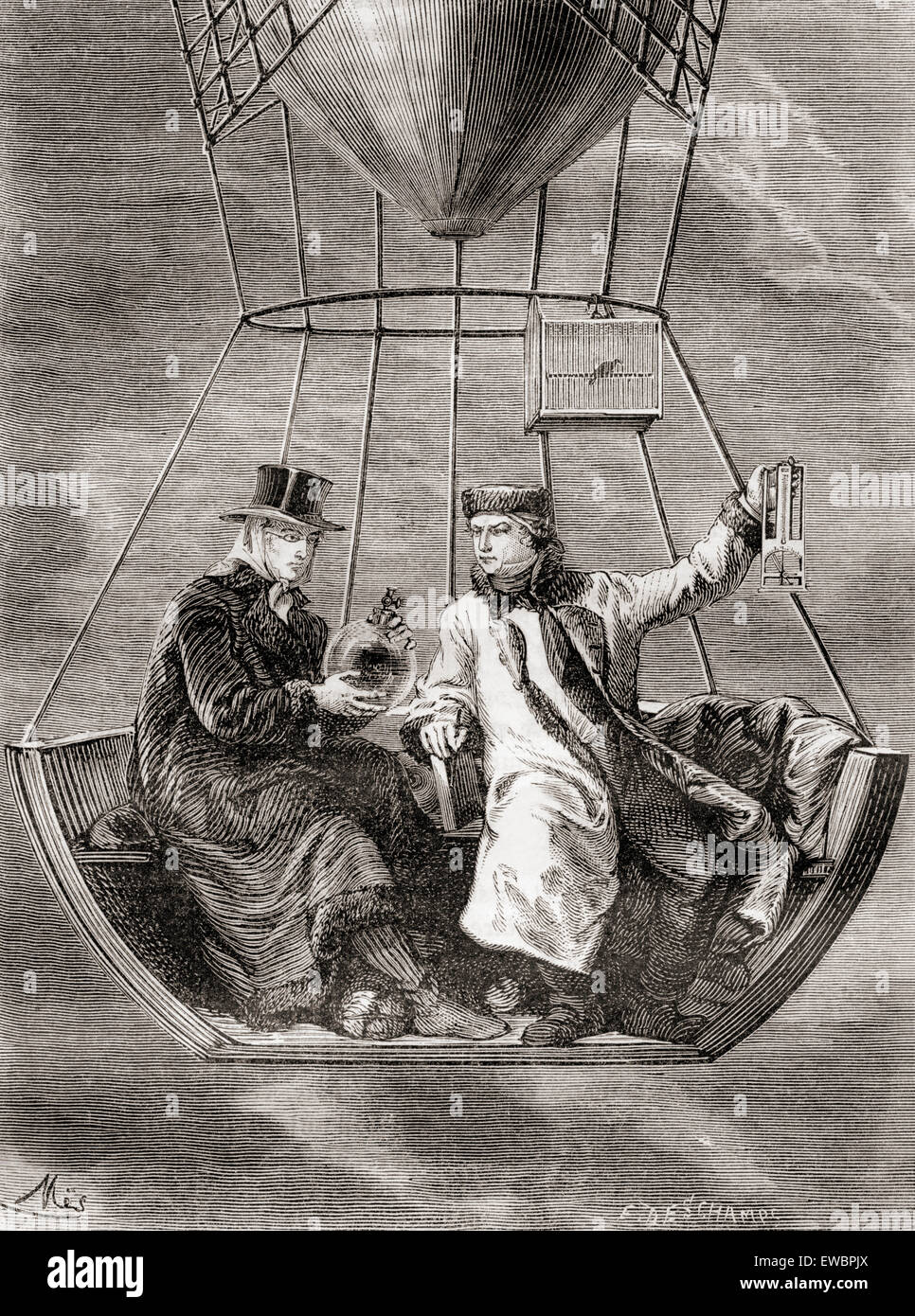 E Gay-Lussac Biot condurre esperimenti di fisica in una mongolfiera ...