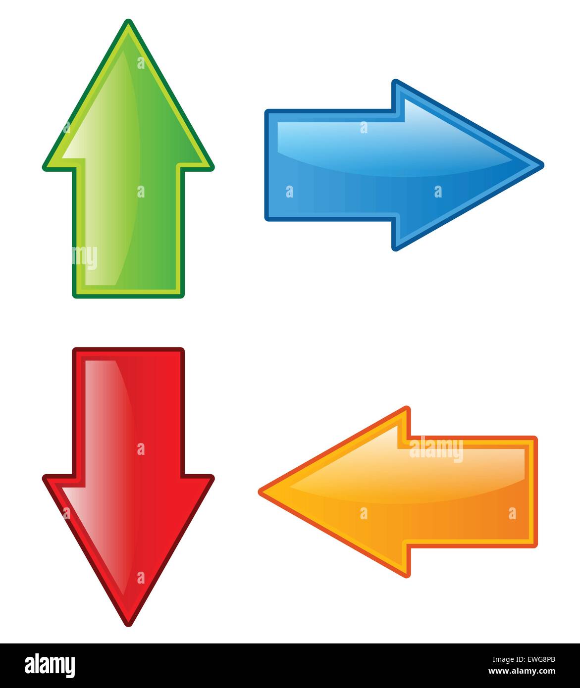 Icone a forma di freccia in tutte le direzione. Su, Giù, Sinistra ...