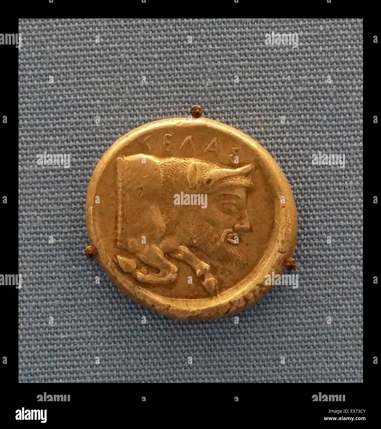 Tetradrachm greca di Gela 450 BC raffigurante il fiume-dio Gelas come ...