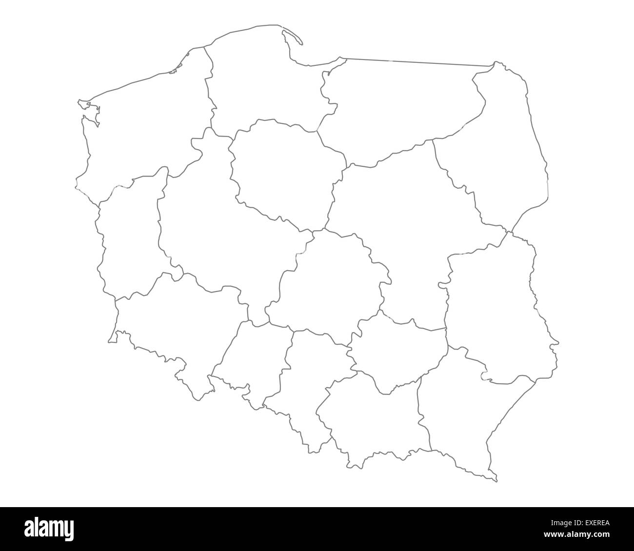 Mappa dei confini della polonia Foto e Immagini Stock in Bianco e Nero ...