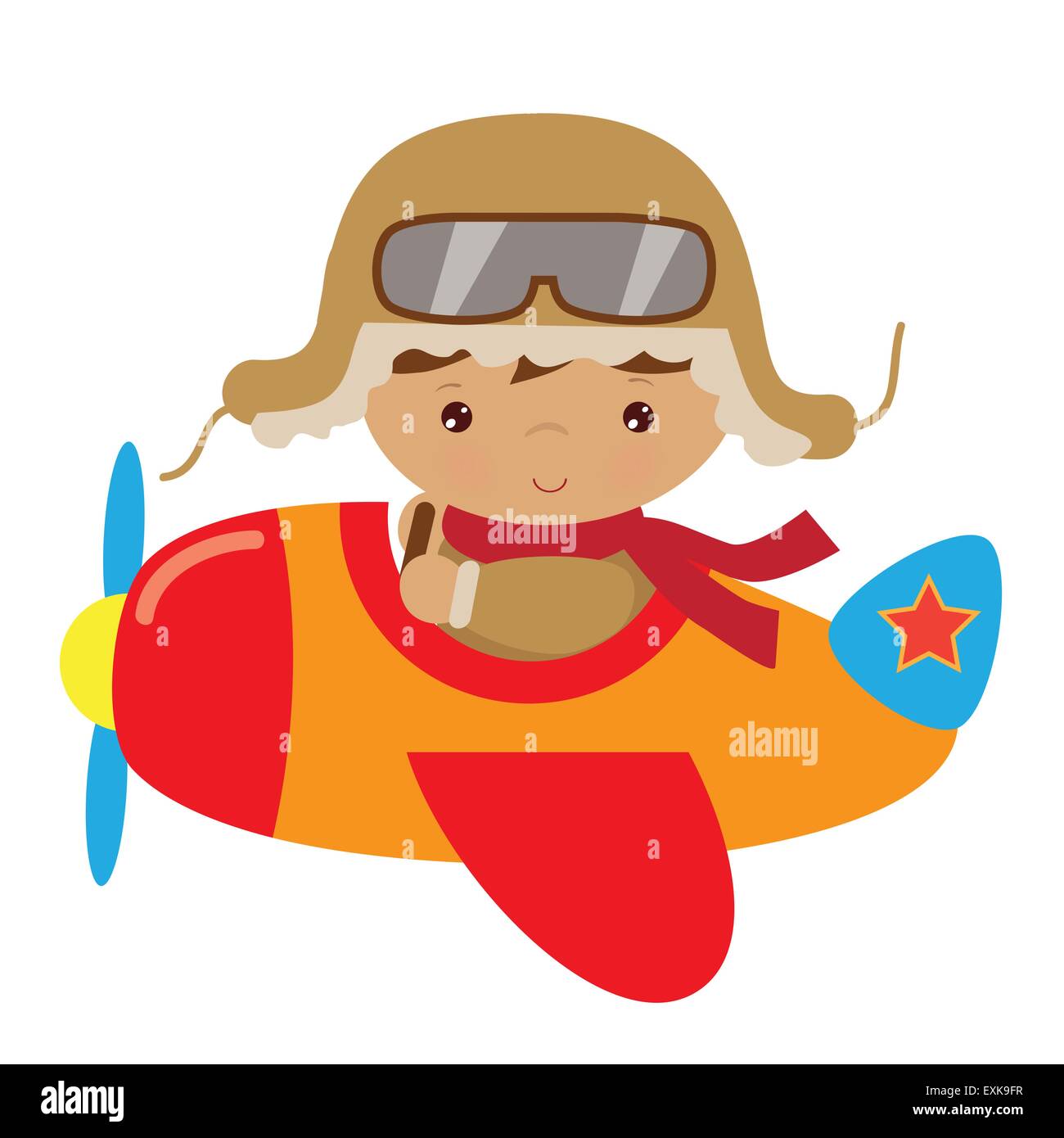 Airplane aviator boy cartoon cute funny illustration isolated pilot ...