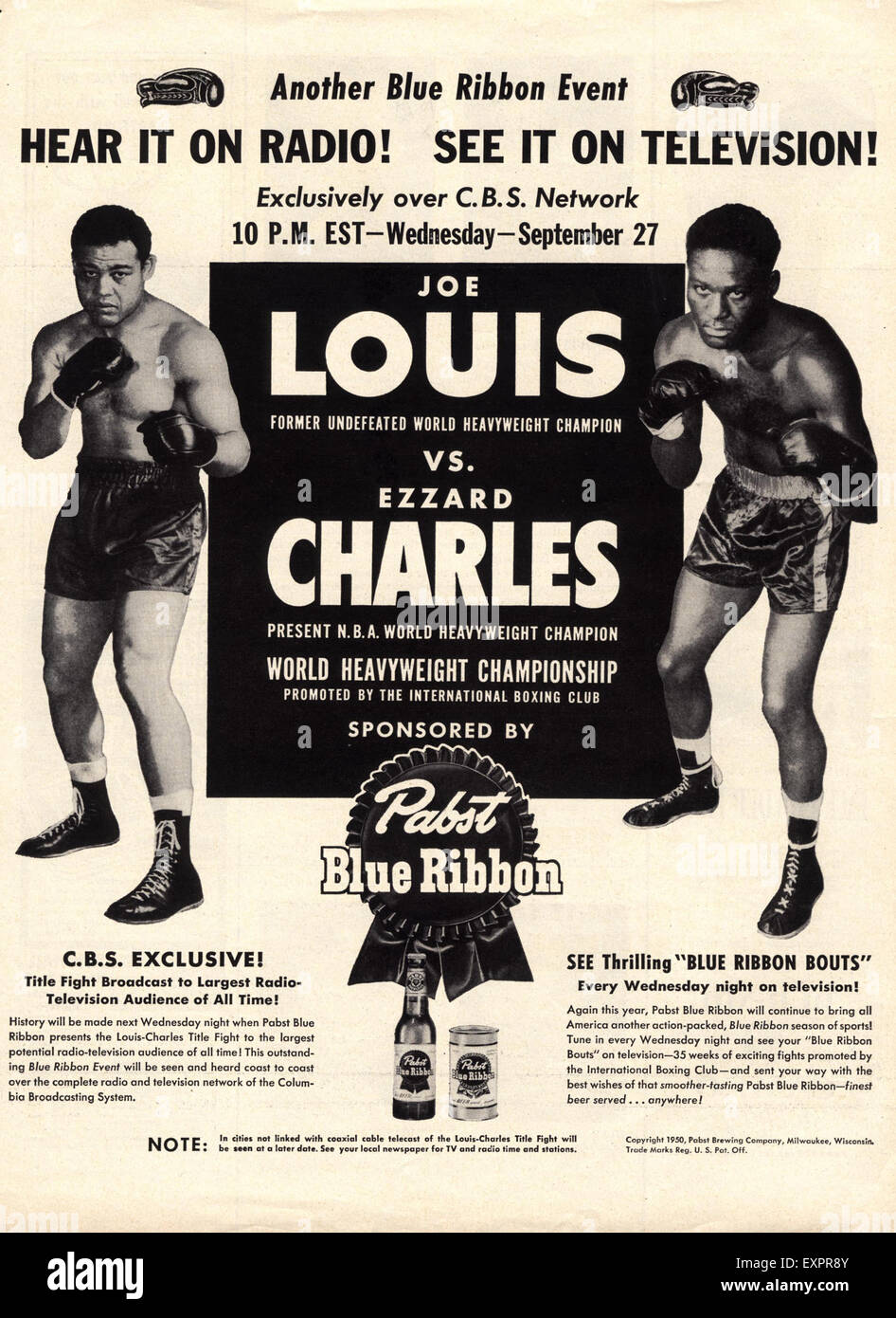 Anni Cinquanta USA Joe Louis Ezzard Charles boxer Poster Foto stock - Alamy