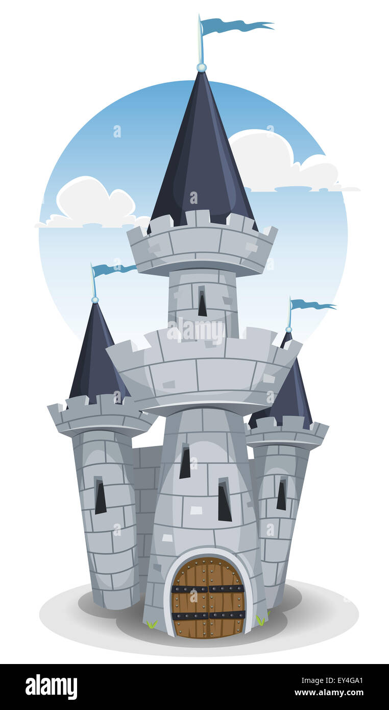 Illustrazione di un cartone animato vecchio castello fortificato ...