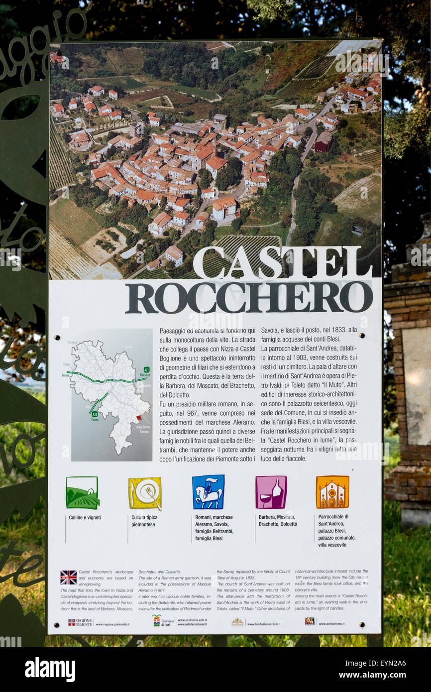 Monferrato, in Piemonte, Italia, mappa panorama di vigneti del Piemonte ...