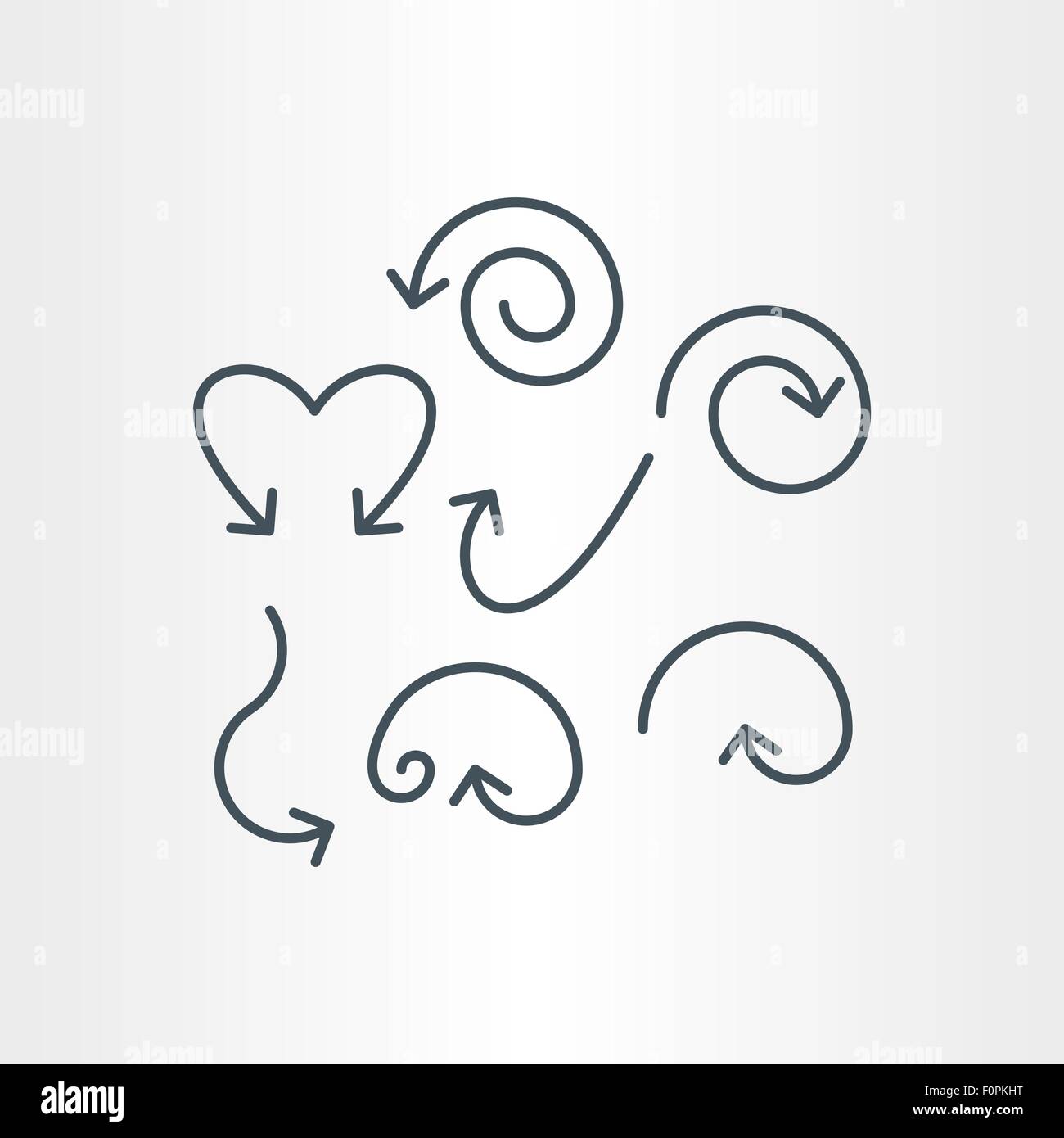 Linea del vettore curva a spirale e cerchio Frecce simbolo Immagine e ...