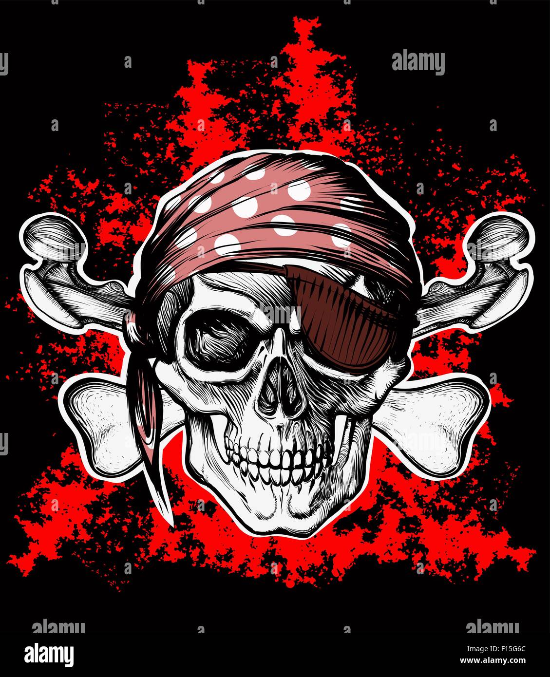 Jolly Roger simbolo pirata con ossa incrociate Immagine e Vettoriale ...