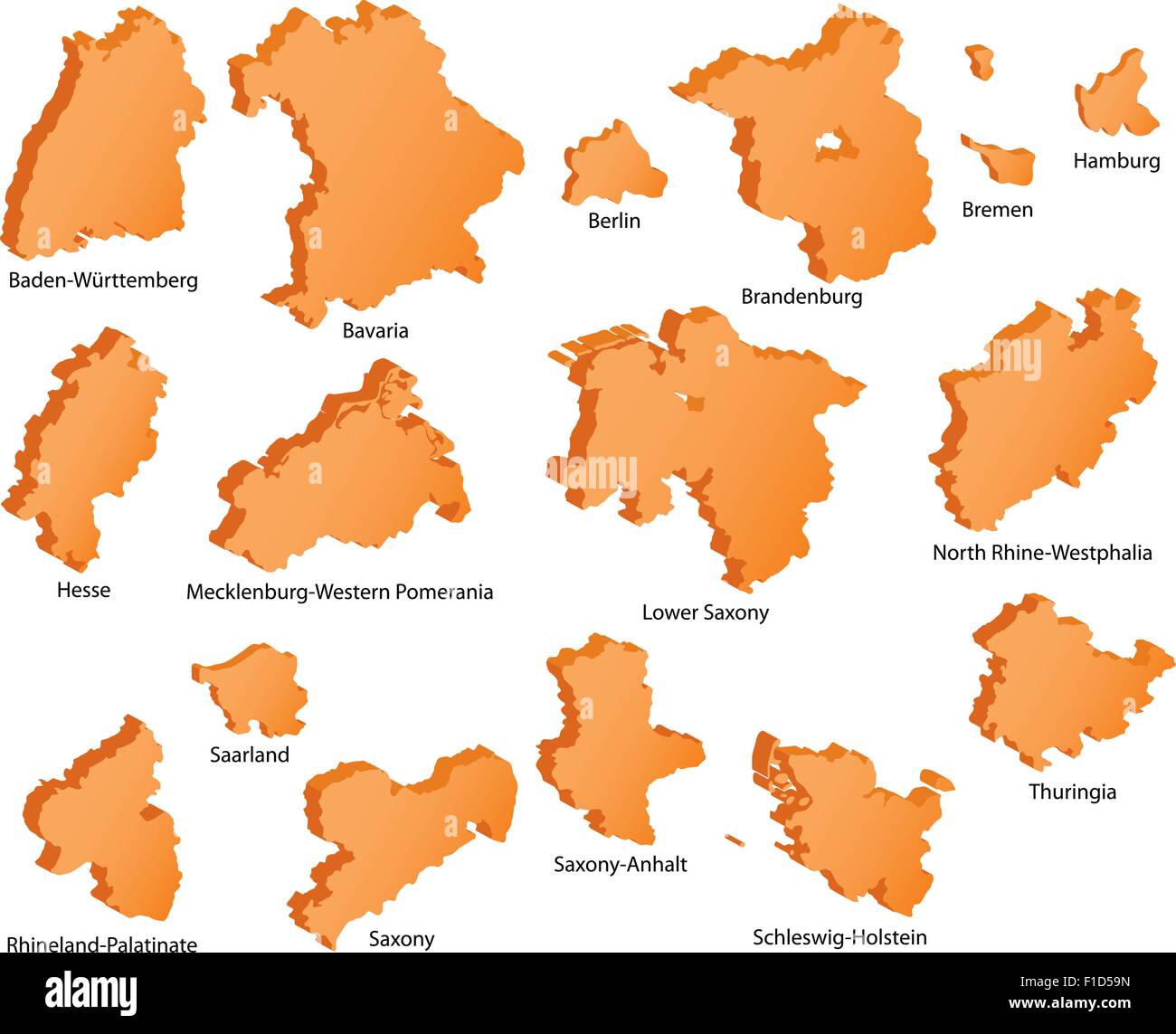 Mappa della germania con gli stati Immagini Vettoriali Stock - Alamy