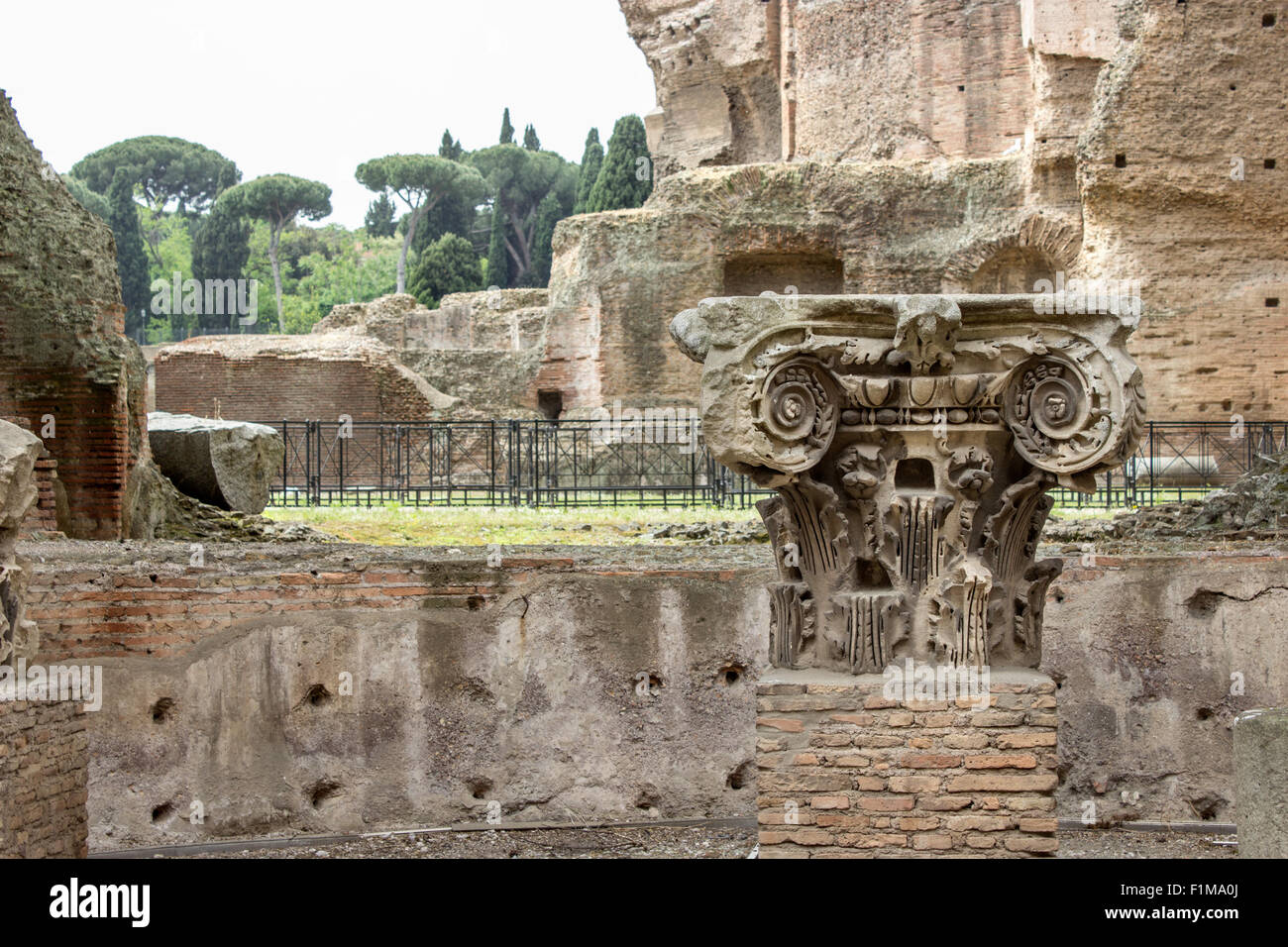 Capitale una colonna romana nelle Terme di Caracalla Foto stock - Alamy