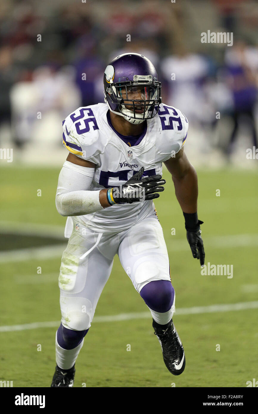 14 Settembre 2015: Minnesota Vikings linebacker Anthony Barr durante l ...