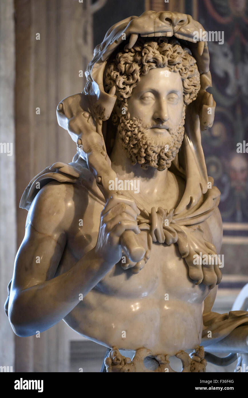 Roma. L'Italia. Busto di imperatore romano commodo raffigurato come ...