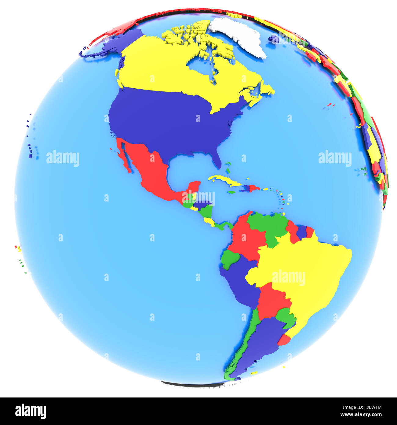 Mappa Politico dell emisfero occidentale con paesi in quattro colori ...
