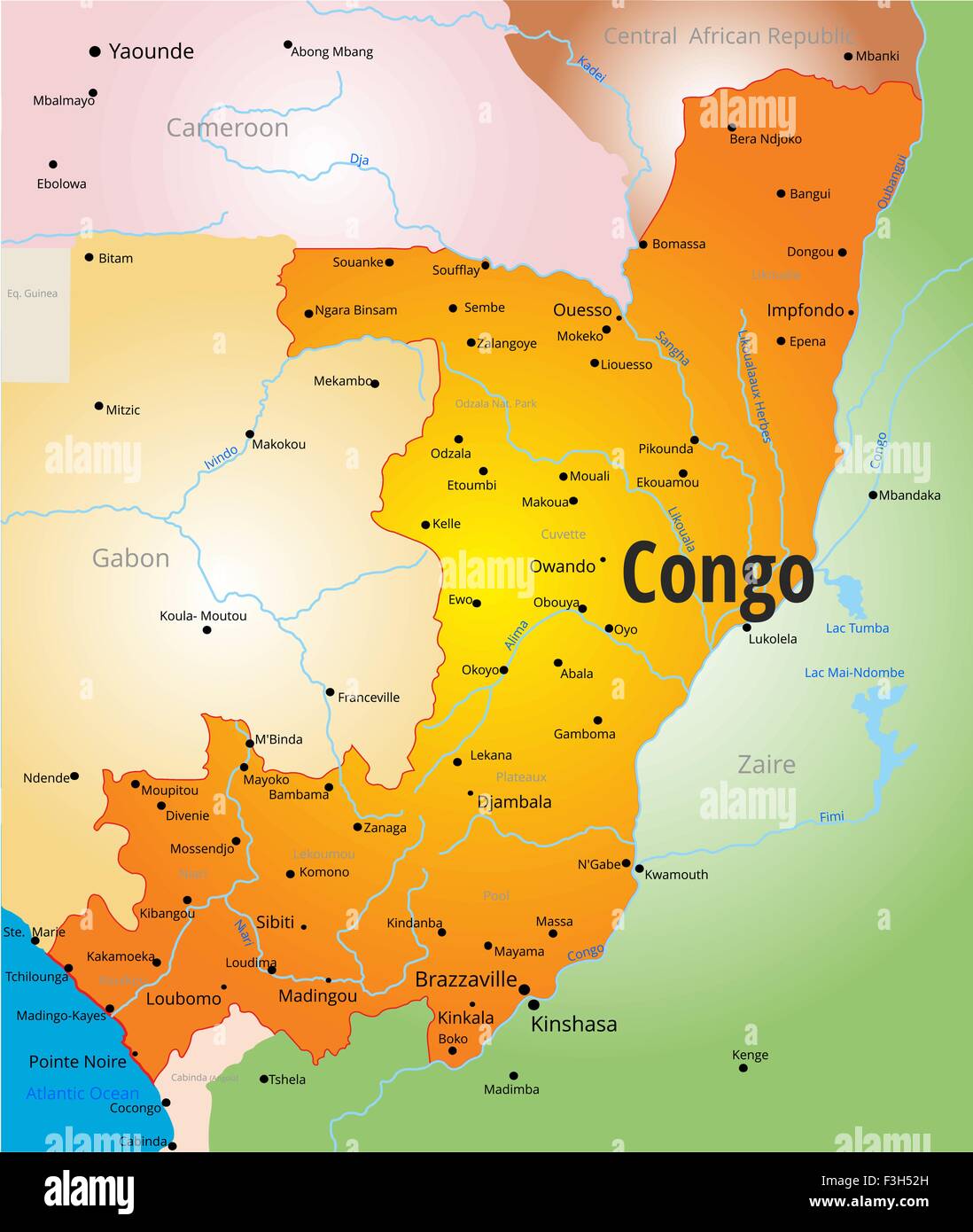 Mappa di Congo Immagine e Vettoriale - Alamy
