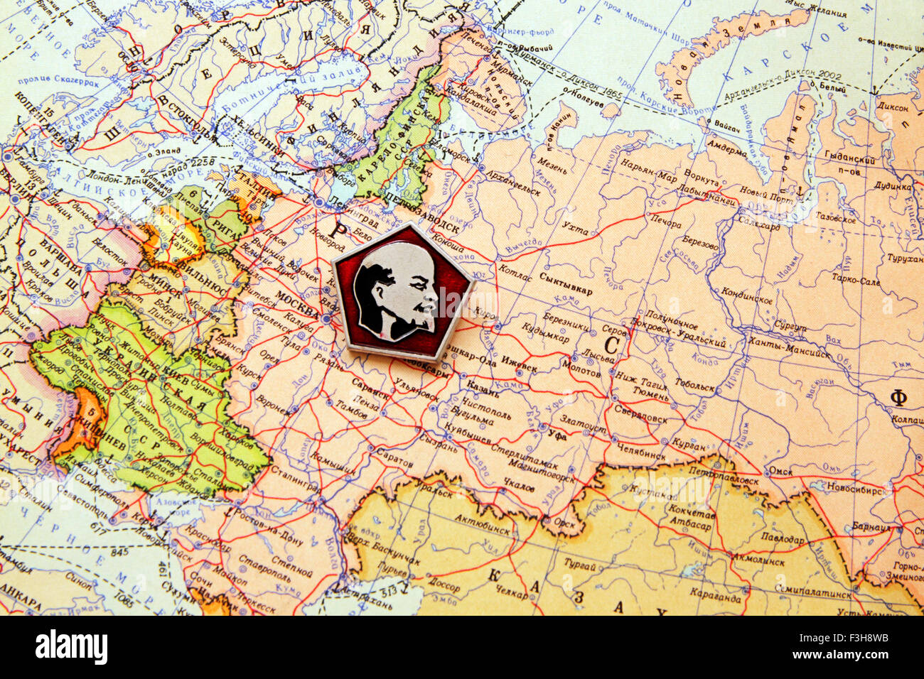 Lenin sulla mappa politica URSS 1953 Foto stock - Alamy