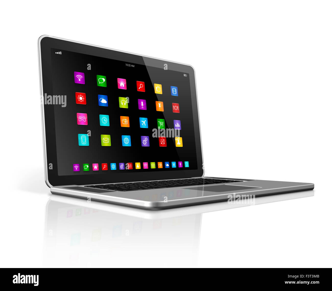 3D High Tech Computer laptop con le icone delle applicazioni di ...
