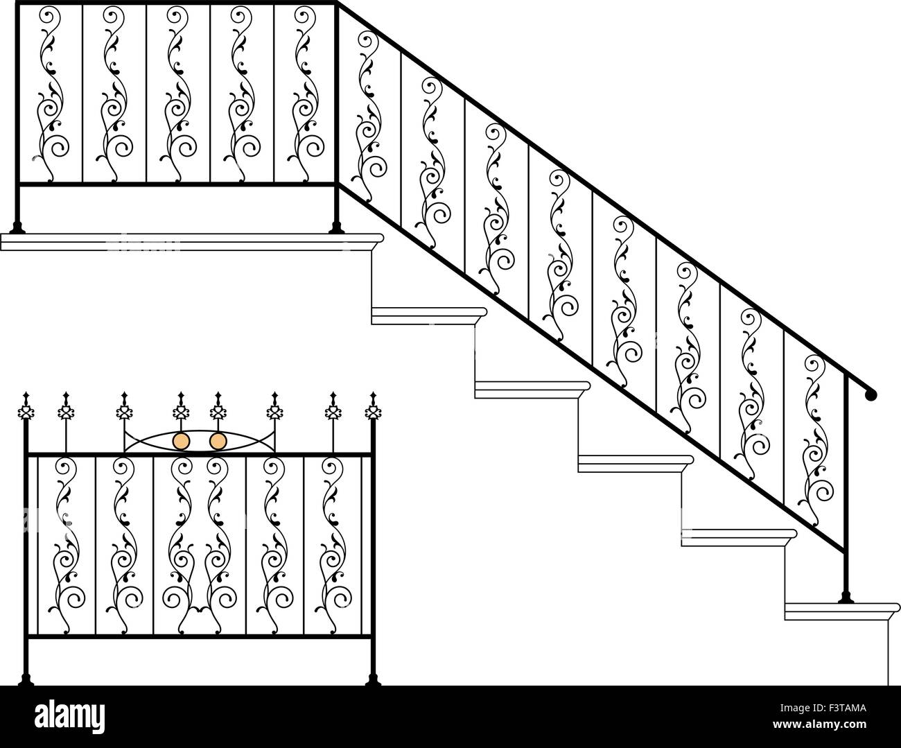 Ferro battuto ringhiera scale Design arte vettoriale Immagine e ...
