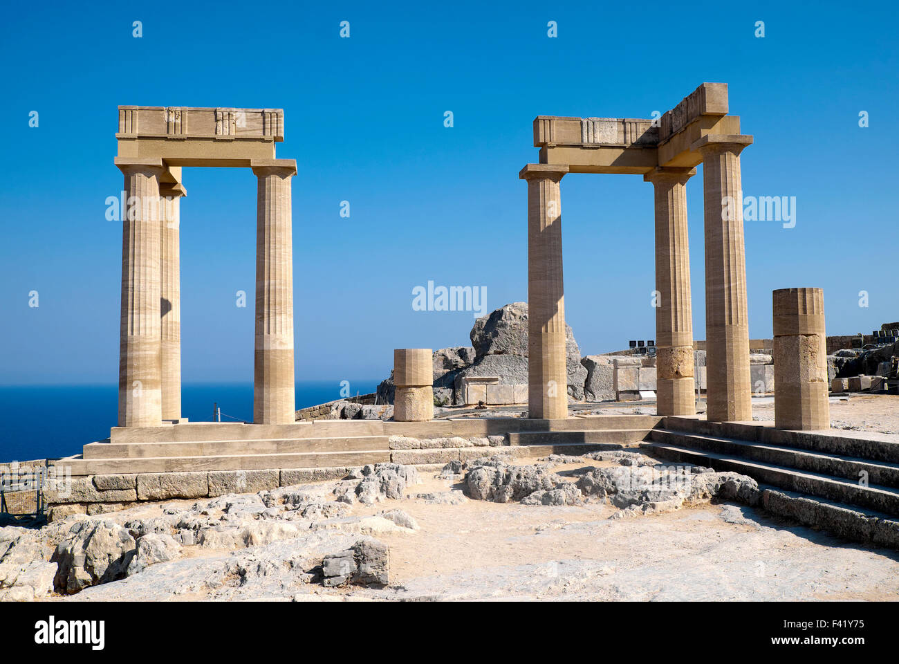 Rovine e il tempio di Athena, Acropoli di Lindos, Rodi Islanda ...