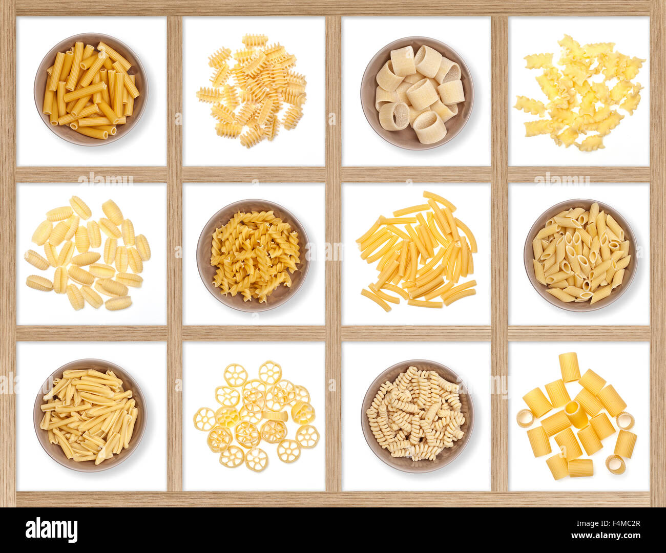 Sfondo alimentare diversi tipi di pasta italiana Foto stock - Alamy