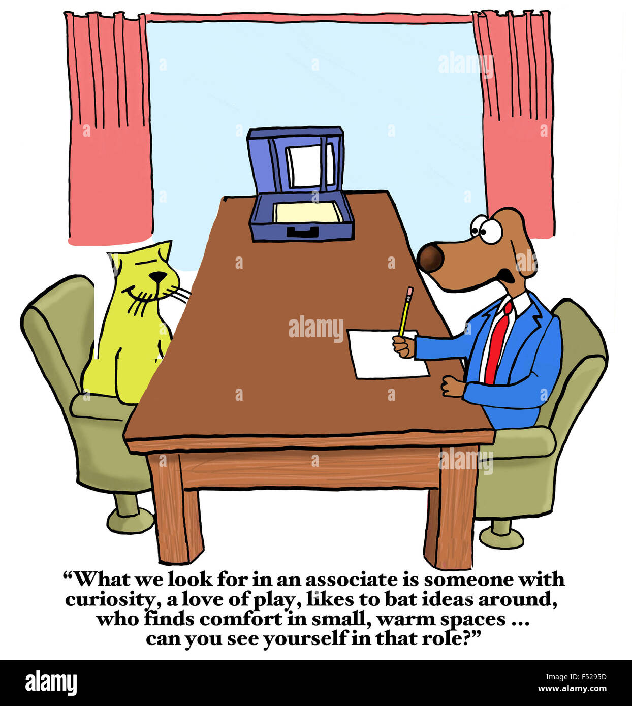Business cartoon di intervistatore cane dicendo ai paesi candidati cat ...