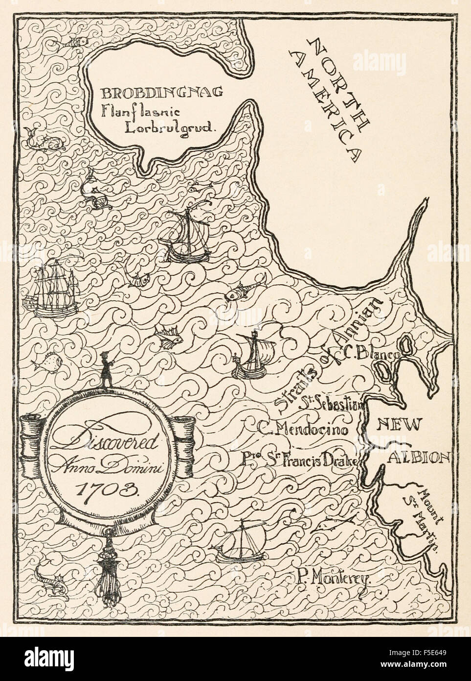 Mappa di Brobdingnag, da "Gulliver's Viaggi Lilliput Brobdingnag e' da ...