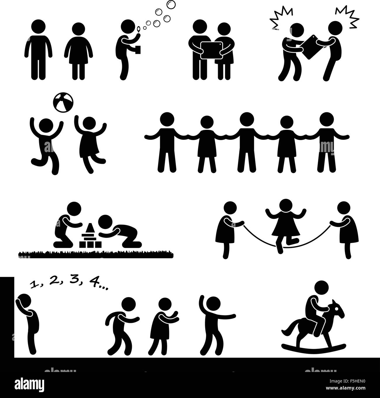 Dei bambini felici giocando icona simbolo segno pittogramma Immagine e ...