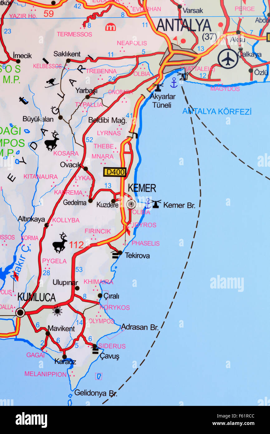 Turchia mappa antalya immagini e fotografie stock ad alta risoluzione ...