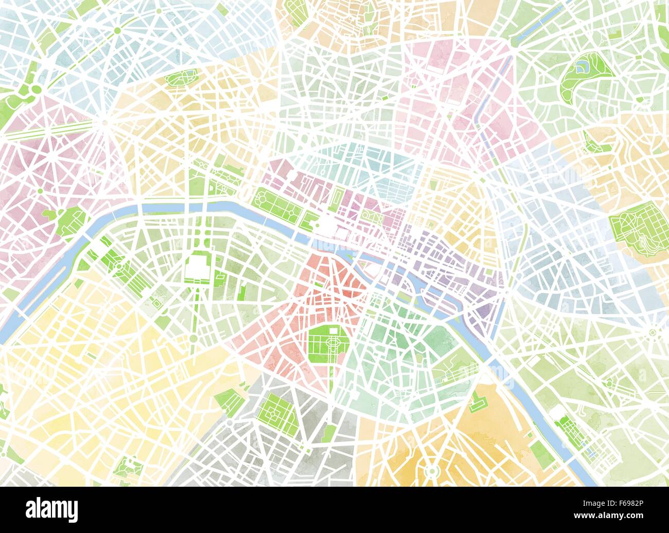 Mappa colorata di Parigi, Francia, vista satellitare Foto stock - Alamy