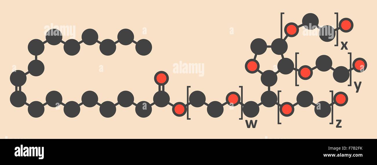 Il polisorbato-80 tensioattivo emulsionante e molecola. Stilizzata di ...