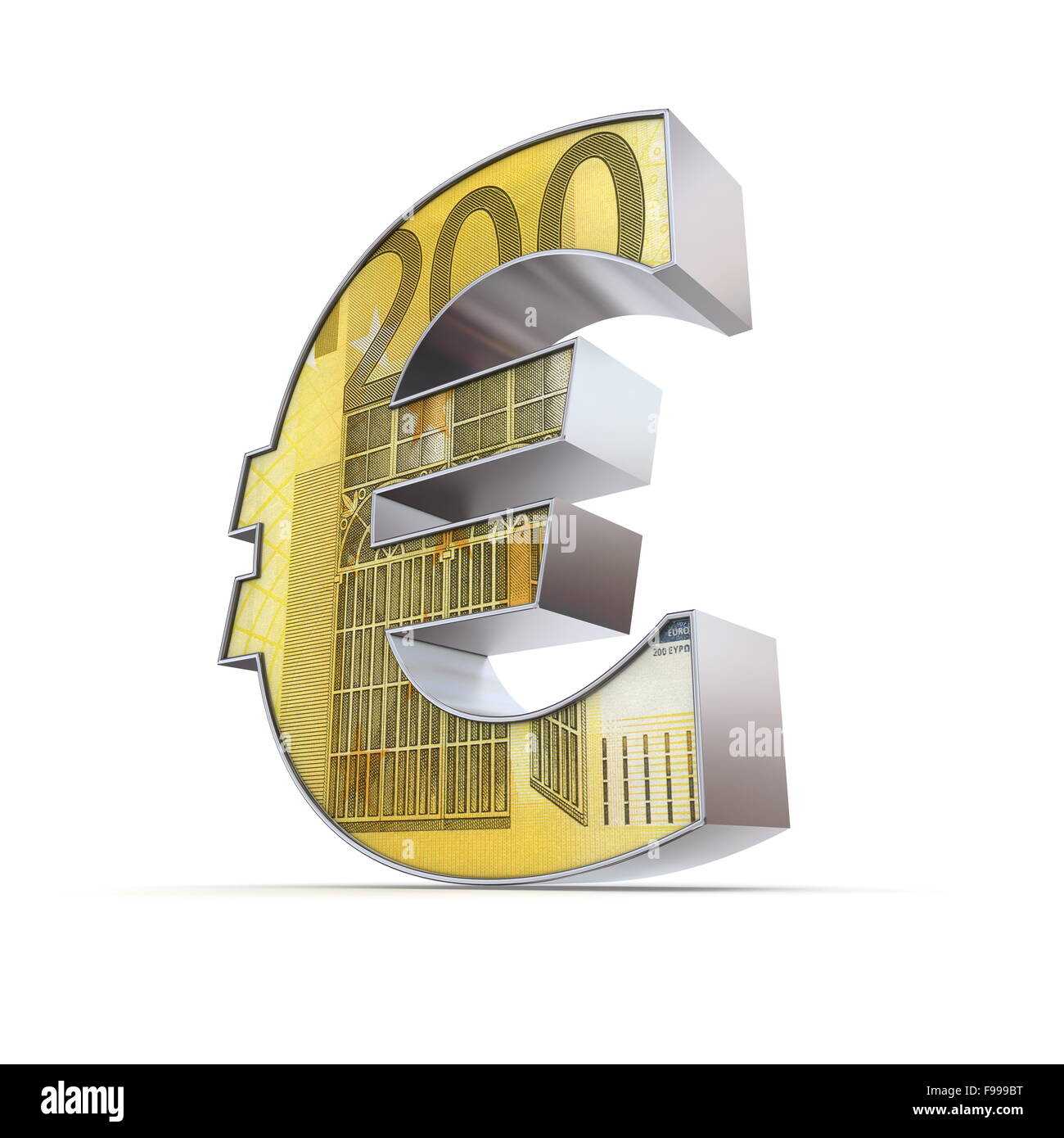 Shiny simbolo Euro - 200 Euro nota Foto stock - Alamy