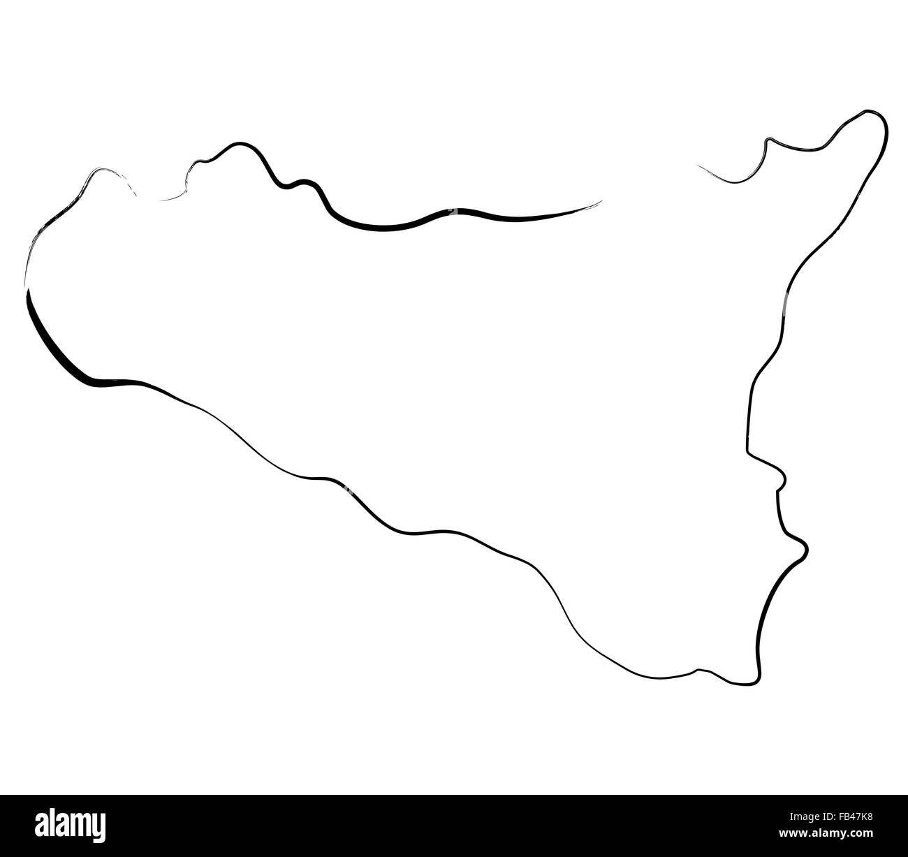 Mappa della Sicilia su sfondo bianco Foto stock - Alamy