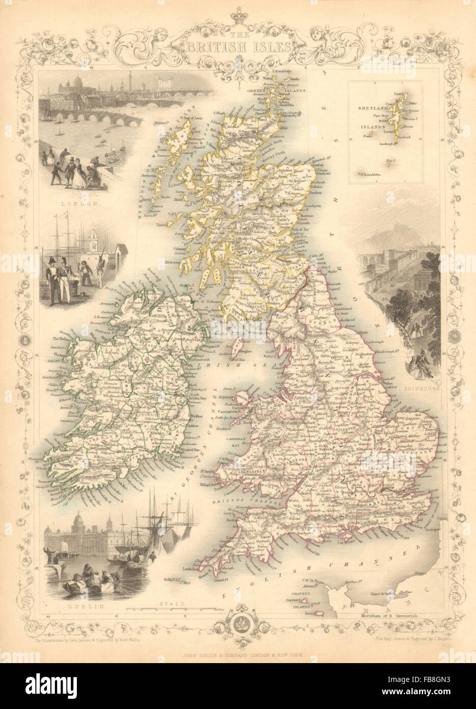 Isole britanniche: Contee. Inghilterra Scozia Galles Irlanda. TALLIS ...