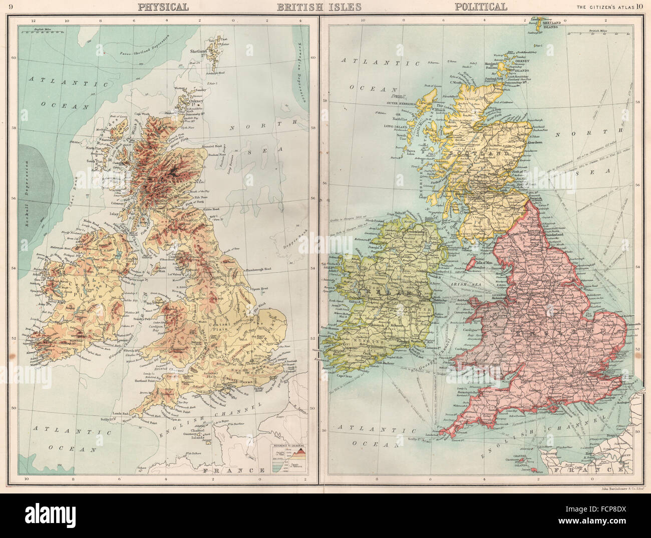 Isole britanniche:Physical & politico.Inghilterra Irlanda Scozia ...