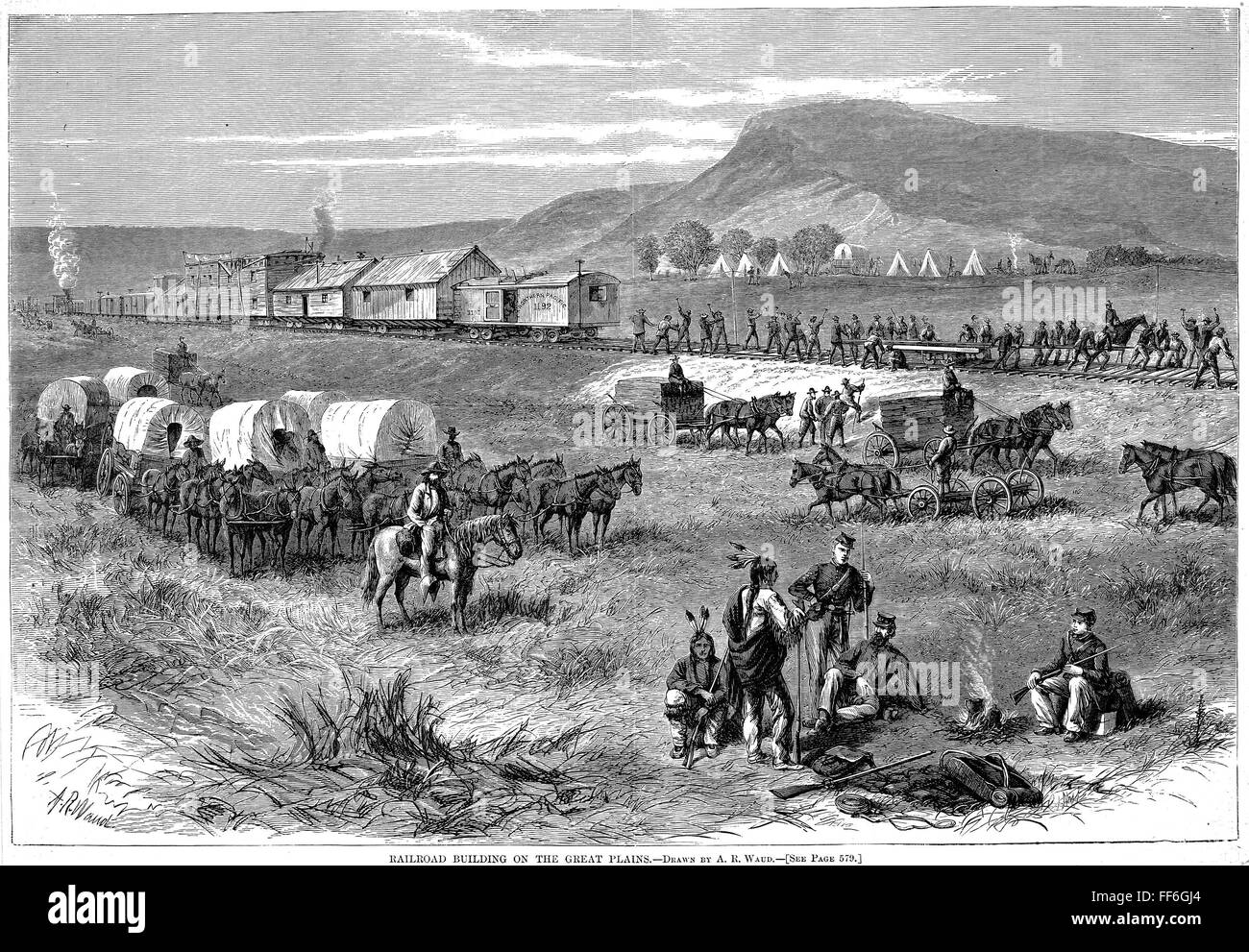 La costruzione della Ferrovia 1875. /NRailroad edificio sulla Grande ...
