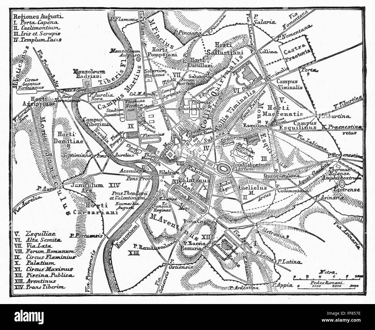 Impero romano: mappa di Roma. /Nil Piano di Roma al tempo di Augusto ...
