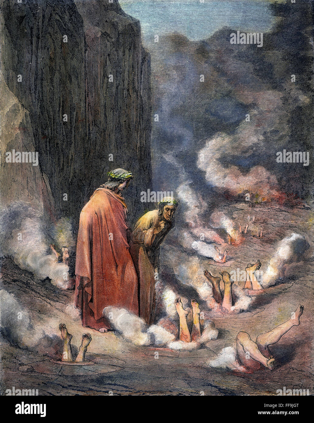 INFERNO DI DANTE: la simonia. /NVirgil conduce Dante al terzo golfo di ...