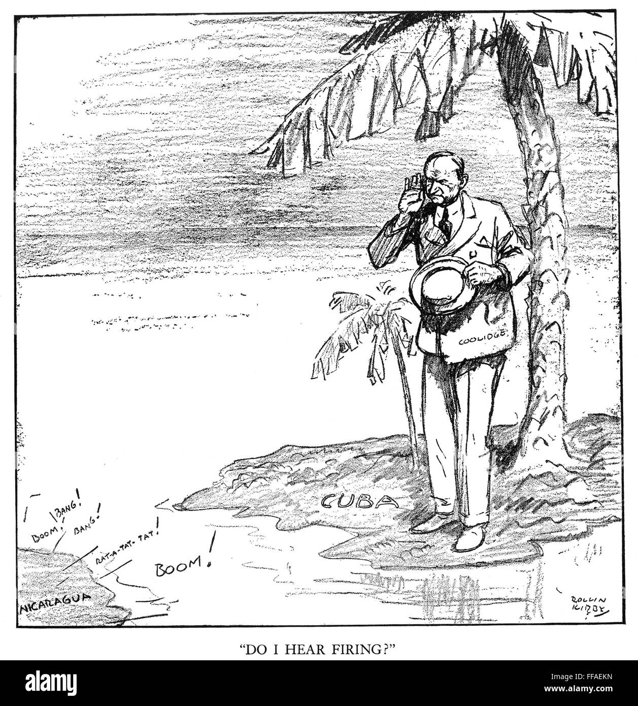 COOLIDGE CARTOON, 1928. /N'Do ho sentito sparare?' Cartoon di Rollin ...