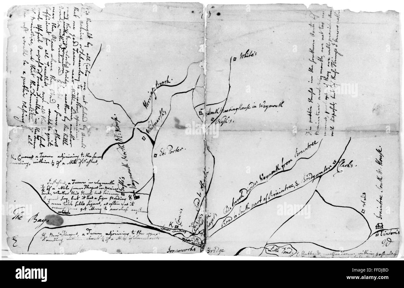 ADAMS: Taverna mappa, c1761. /NSketch mappa da John Adams, di taverne a ...