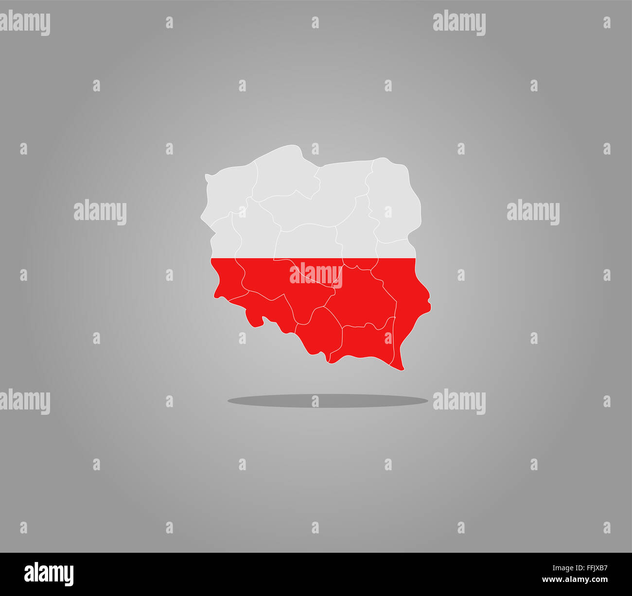 La Polonia mappa con le regioni Foto stock - Alamy