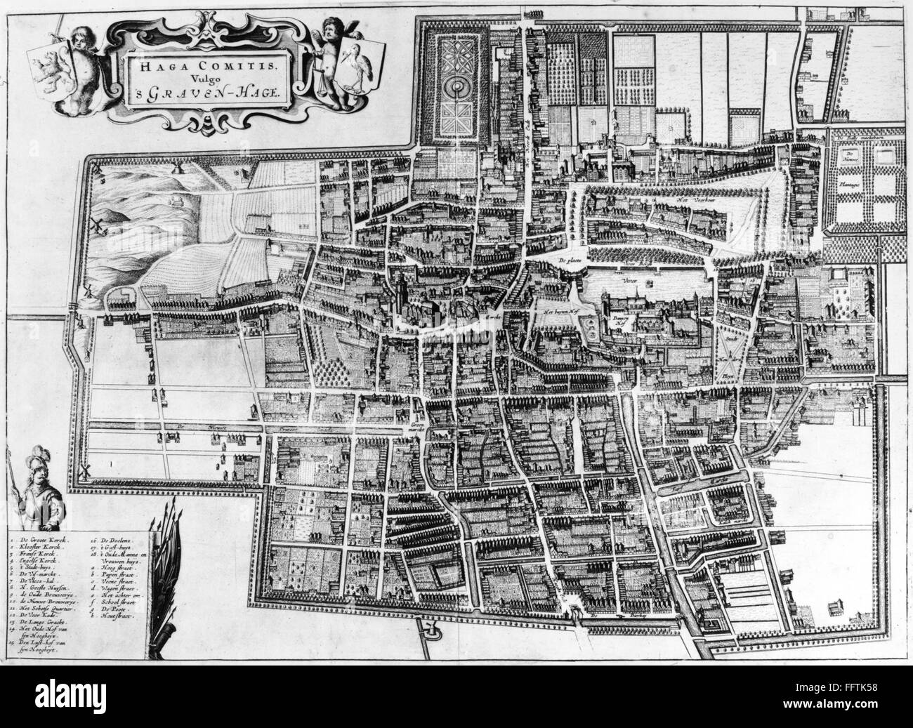 L'Aia: mappa, c1650. /NEngraved mappa della città di L'Aia, nei Paesi ...