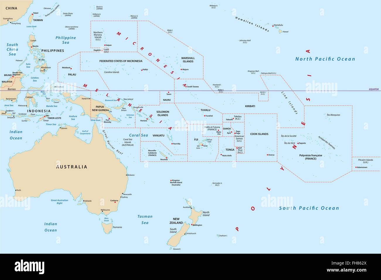 Mappa del continente oceania immagini e fotografie stock ad alta ...