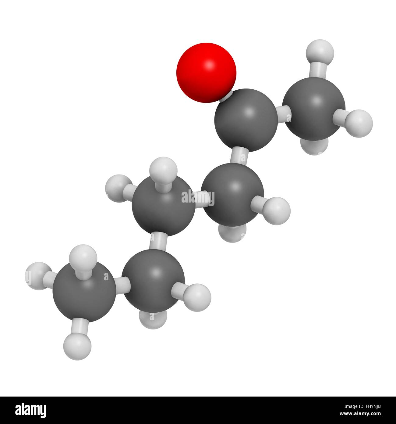 Metil butil chetone (MBK, 2-esanone) solvente molecola atomi sono ...